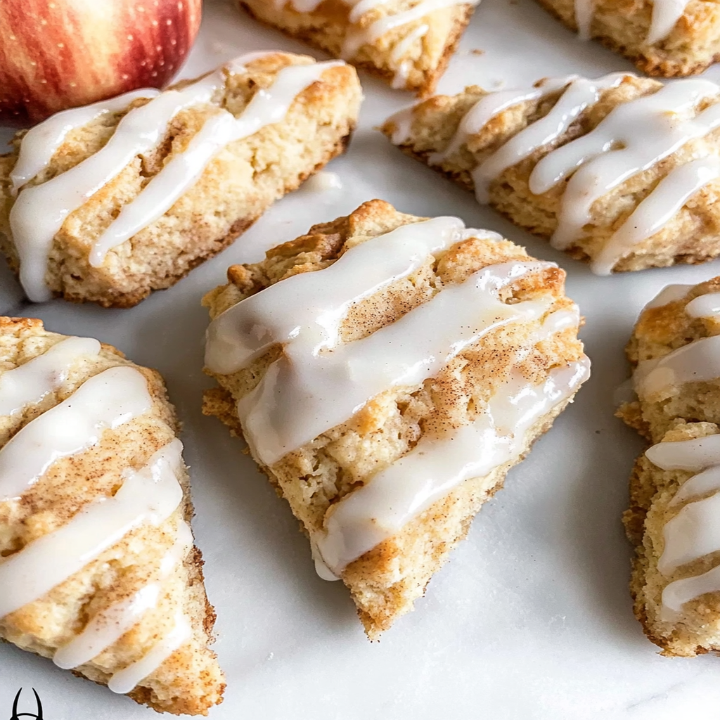 Cinnamon Apple Scones with Vanilla Glaze