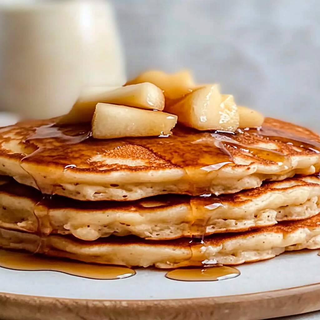 Fluffy Apple Pancakes with Maple Syrup