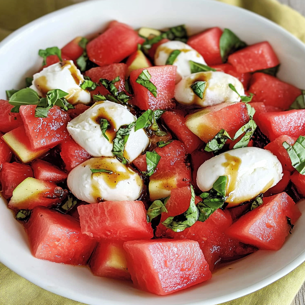 Watermelon Caprese Salad with Balsamic Drizzle