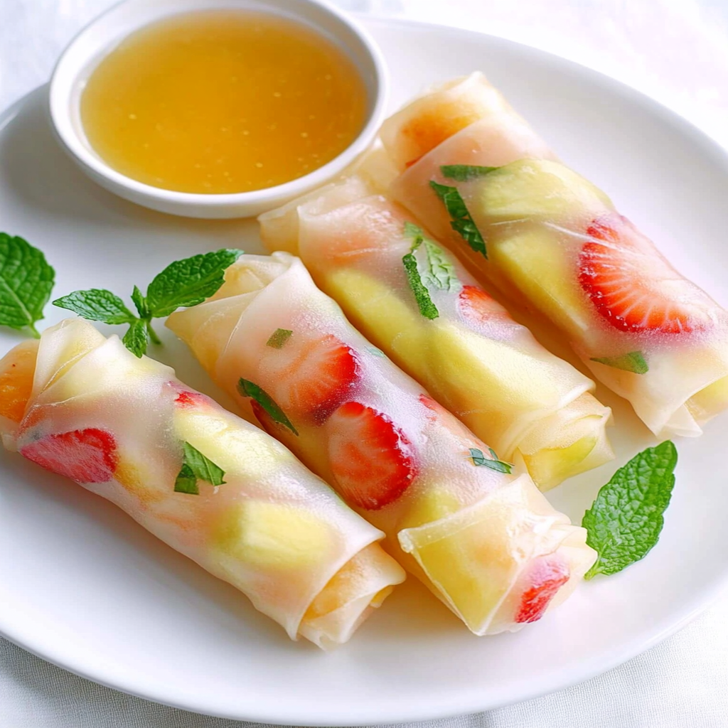 Tropical Fruit Spring Rolls with Honey Dip