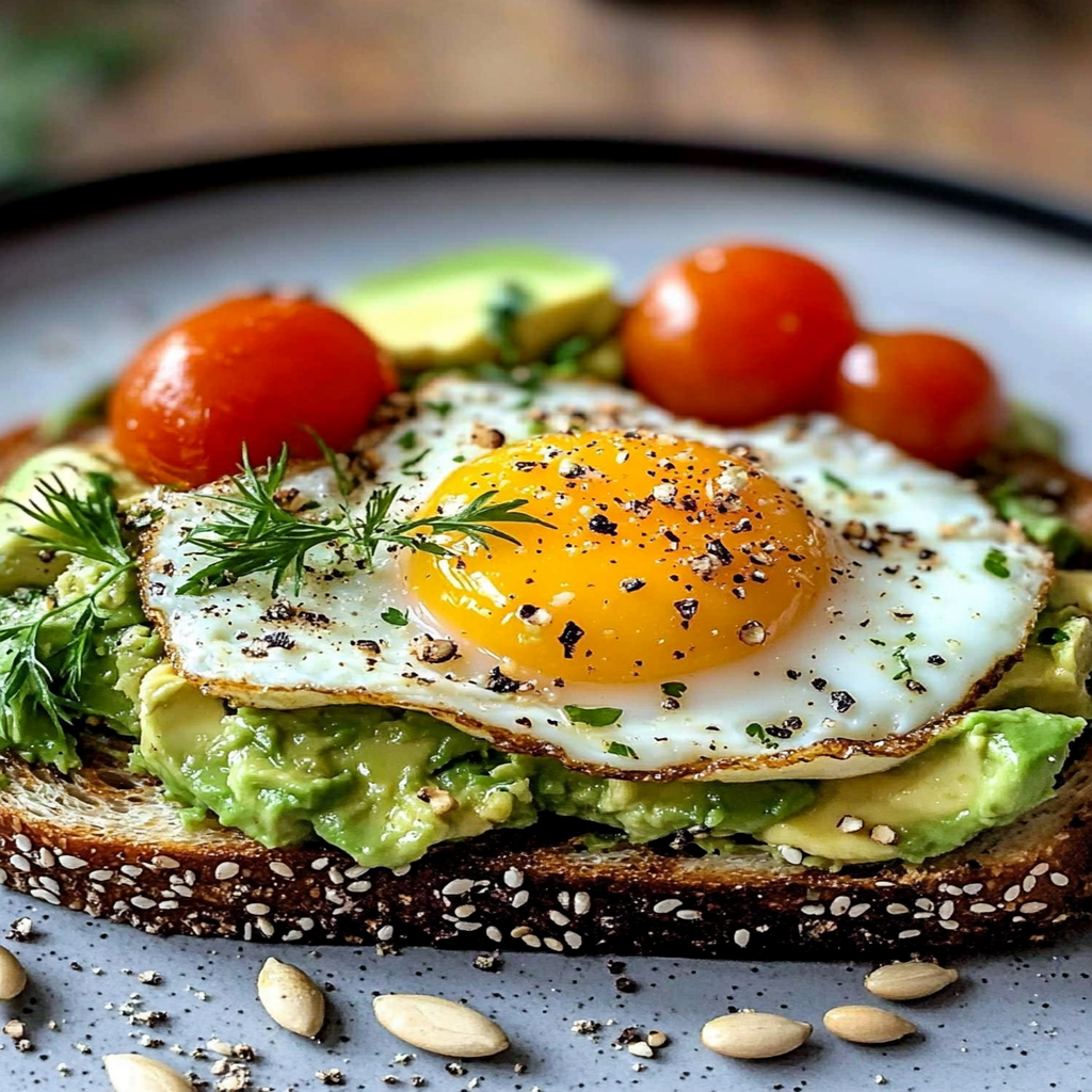 Avocado toast with egg and seeds – food is fuel