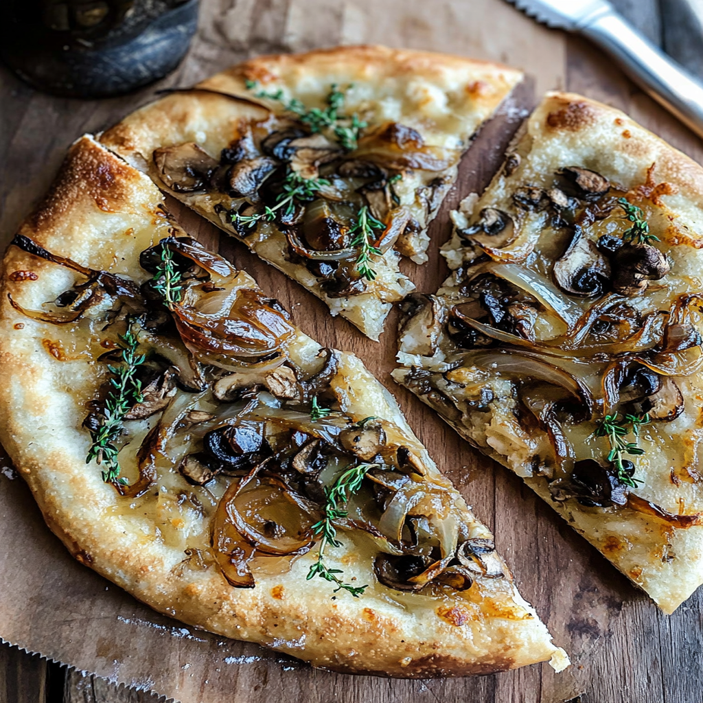 Caramelized Onions and Mushroom Flatbread