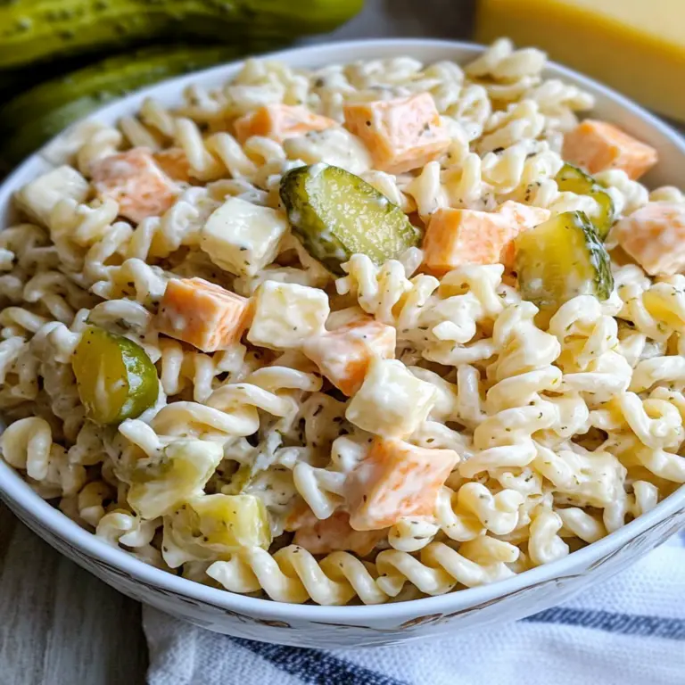 Dill Pickle Pasta Salad with Cheddar Cubes
