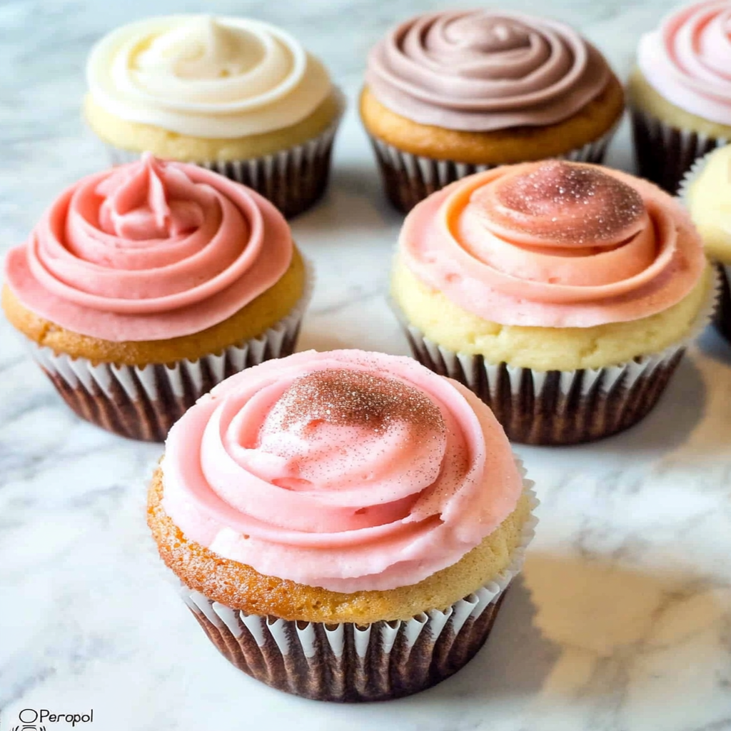 Neapolitan Cupcakes with Tri-Color Swirl