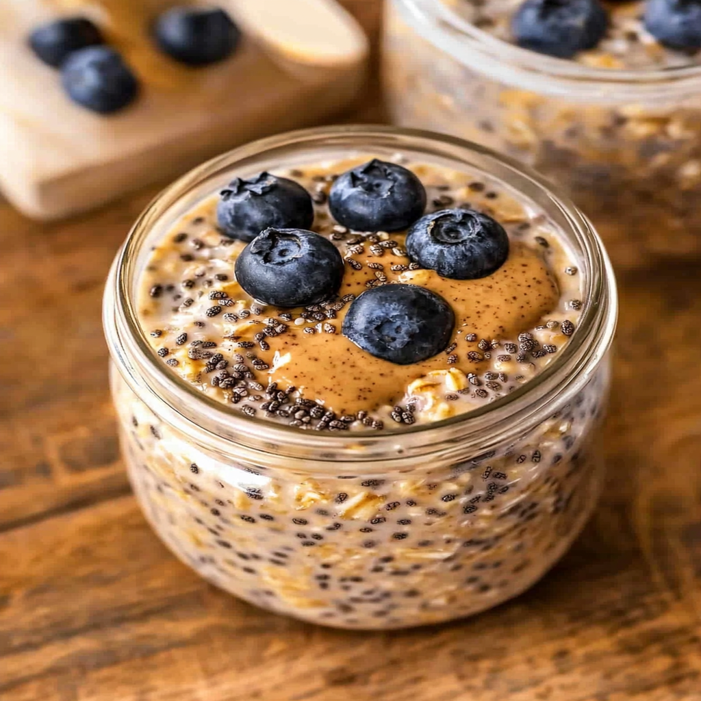 Overnight Oats with Chia and Almond Butter