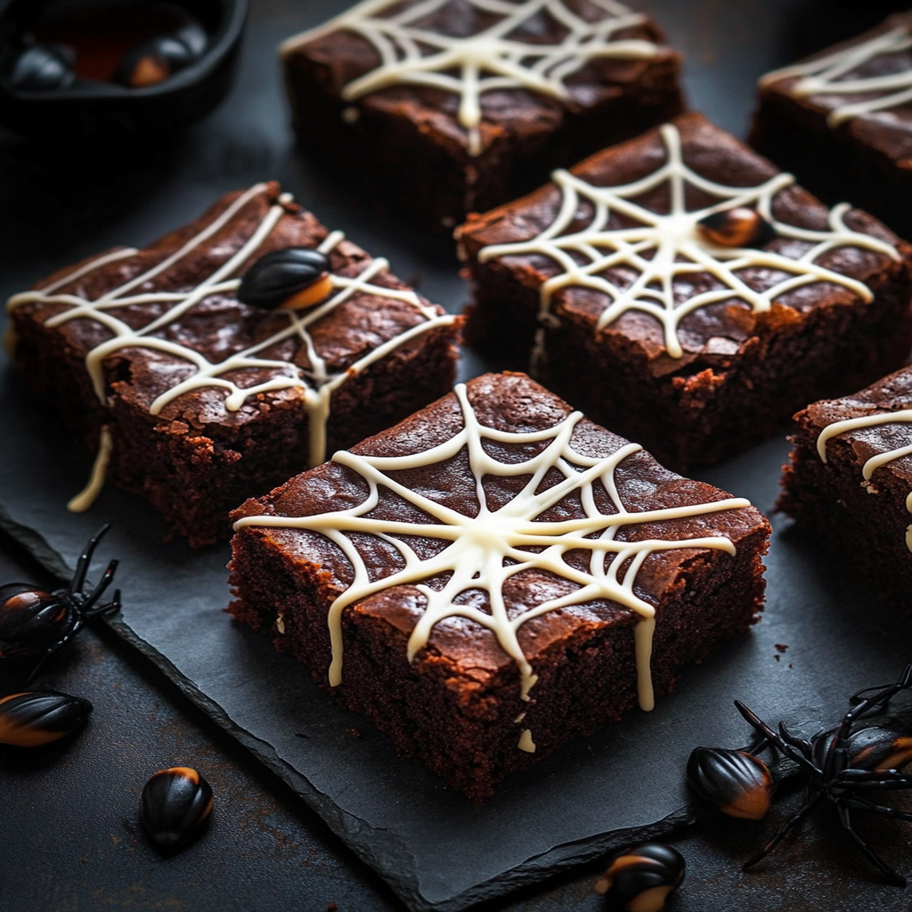 Spider Web Halloween Brownies